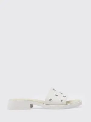 Camper Embellished Leather Slip-on Sandals With Floral Embroidery
