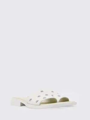 Camper Embellished Leather Slip-on Sandals With Floral Embroidery