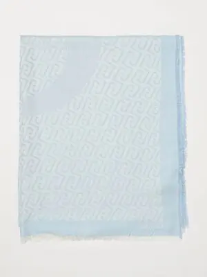 Liu Jo Viscose Stole With Lj Jacquard Monogram - Gnawed Blue