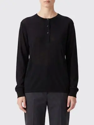 Studio Nicholson Long-sleeved Crewneck T-shirt In Lyocell - Black