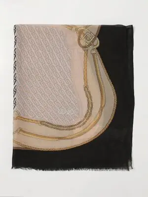 Liu Jo Polyester Scarf With All-over Lj Monogram - Black