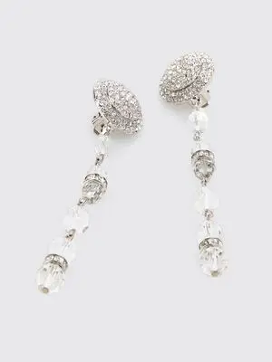 Alessandra Rich Brass Earrings With Set Rhinestones