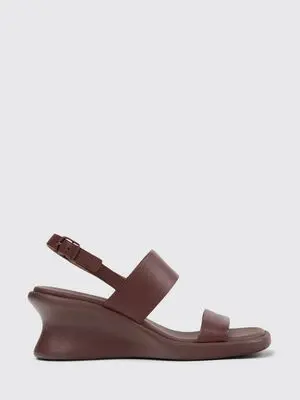 Camper Louise Leather Wedge Sandals - Burgundy