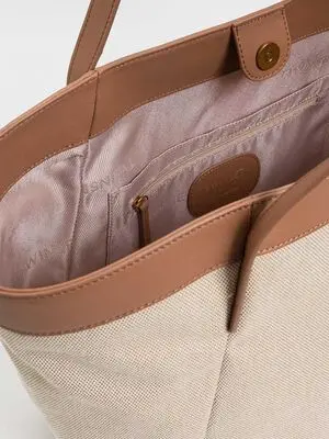 TWINSET Large Flared Tote Bag In Canvas And Leather With Double Handle