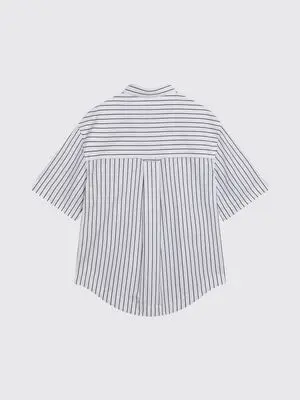 AMI Paris Striped Short-sleeve Cotton Shirt With A Pointed Collar