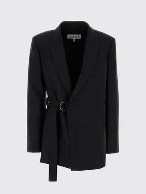 Loewe Prince Of Wales Wool Double-breasted Blazer With Wrap Closure