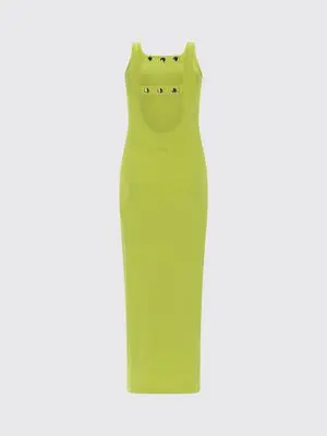 MSGM U-neck Slim Fit Midi Sheath Dress In Viscose - Yellow