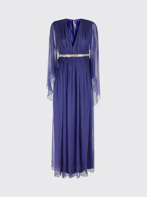 Alberta Ferretti Sleeveless V-neck Pleated Silk Evening Gown