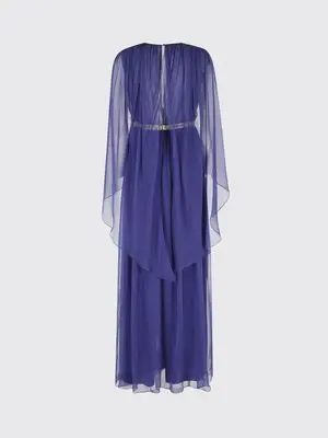 Alberta Ferretti Sleeveless V-neck Pleated Silk Evening Gown