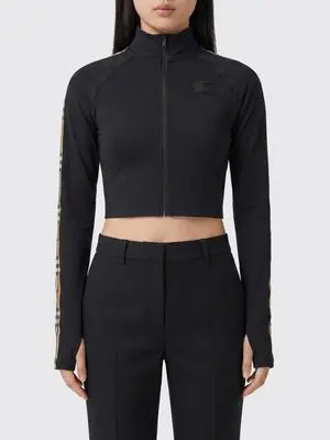 Burberry Cropped Slim Fit Technical Jersey High Neck Zip Sweatshirt