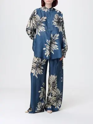 Brunello Cucinelli Silk Shirt With Floral Print - Blue
