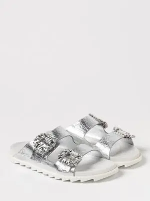 ROGER VIVIER Embellished Flat Sandals - Beige