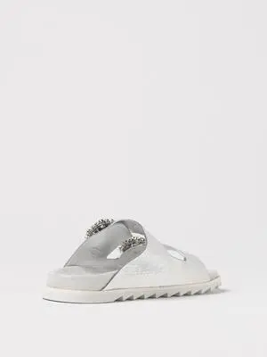 ROGER VIVIER Embellished Flat Sandals - Beige