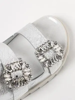 ROGER VIVIER Embellished Flat Sandals - Beige