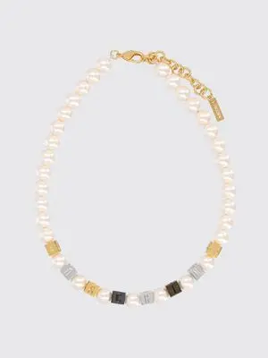 Moschino Metal Choker Necklace With Faux Pearls And Crystals - Silver