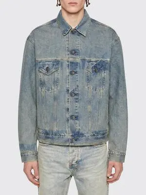 MAISON MARGIELA Cotton Jacket With French Collar And Patch Pockets - Denim