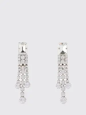 Alessandra Rich Brass Earrings With Set Rhinestones - Silver
