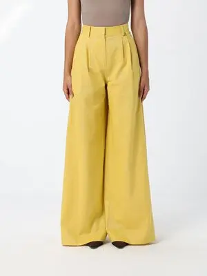 TWINSET High-waisted Palazzo Pants In A Linen And Cotton Blend - Yellow