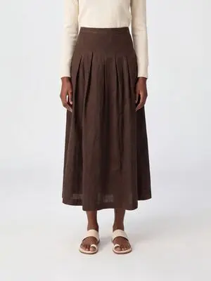 PT TORINO High-waisted Cotton Midi Skirt With Side Closure - Brown