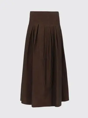 PT TORINO High-waisted Cotton A-line Midi Skirt With Side Closure
