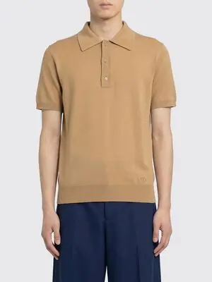 Valentino Garavani Virgin Wool Knit Polo Shirt - Beige
