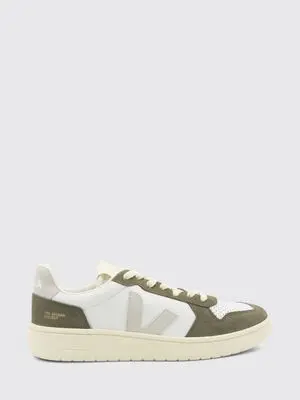 VEJA V-82 O.t. Leather Sneakers With Perforated Toe And Contrast Logo - Kaki