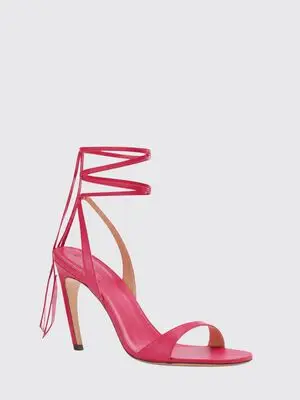 Attico Ora Leather Mule Sandals With Ankle Ties - Fuchsia