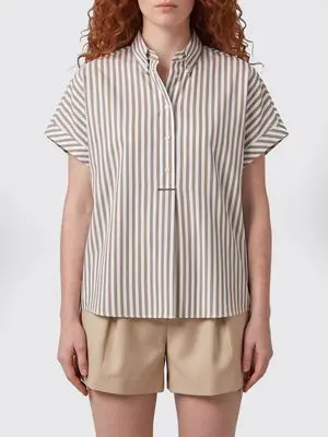 Brunello Cucinelli Striped Cotton And Silk Shirt - Brown