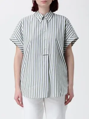 Brunello Cucinelli Striped Cotton And Silk Shirt - Green