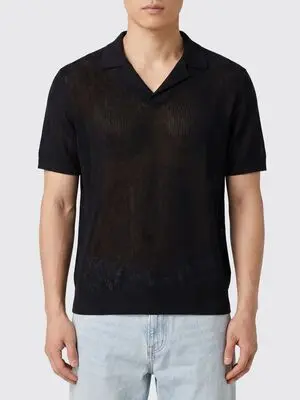 ROBERTO COLLINA Cotton Blend Knit Polo Shirt - Black