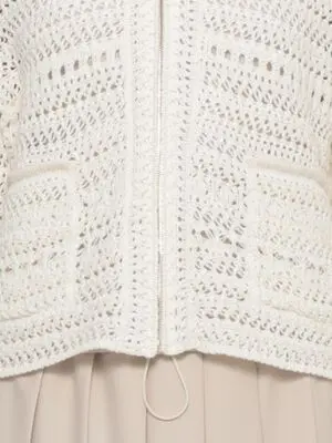 Fabiana Filippi Crocheted Zip-up Cardigan With Collar - White