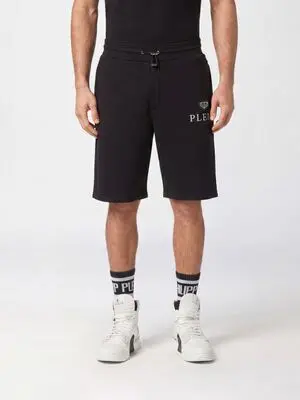 Philipp Plein Jersey Jogging Shorts With Drawstring And Contrasting Logo - Black