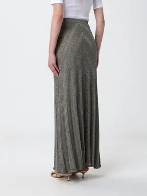TWINSET Long Pleated Linen-blend Knit Skirt - Olive