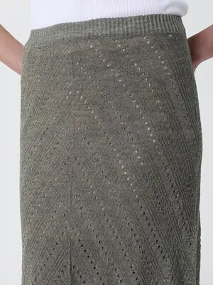 TWINSET Long Pleated Linen-blend Knit Skirt - Olive