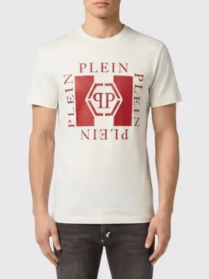 Philipp Plein Crewneck Cotton T-shirt With Contrasting Chest Logo - White