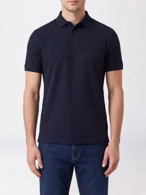 Emporio Armani Cotton Short-sleeve Polo Shirt With Ribbed Collar - Navy