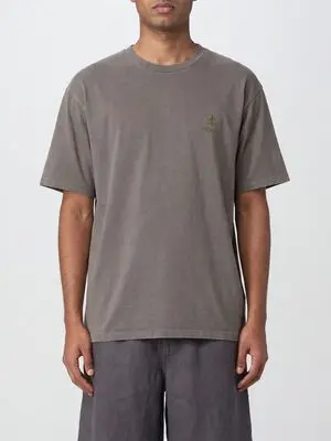 Premiata Crew Neck T-shirt In Pure Cotton With Contrasting Embroidered Logo - Grey