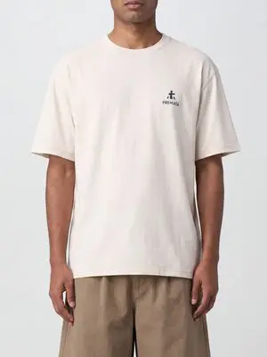 Premiata Crew Neck T-shirt In Pure Cotton With Contrasting Embroidered Logo - Ivory