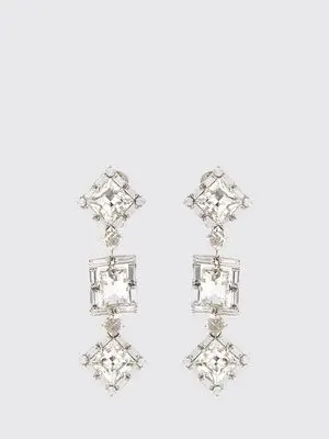 Alessandra Rich Brass Earrings With Set Rhinestones - Silver