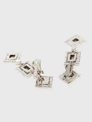 Alessandra Rich Brass Earrings With Set Rhinestones And Glass Crystals
