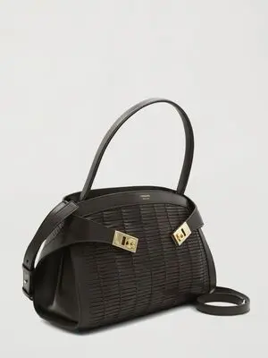 FERRAGAMO Hug Bag In Woven Leather