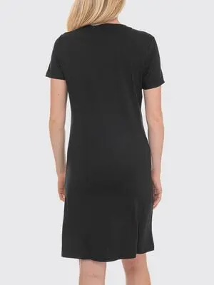 EA7 Stretch Cotton Crewneck T-shirt Dress - Black