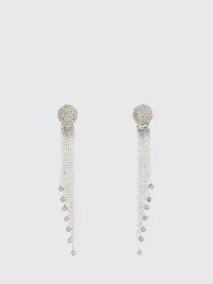Alessandra Rich Brass Earrings With Set Rhinestones - Silver