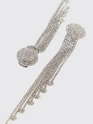 Alessandra Rich Brass Earrings With Crystal Embellishments