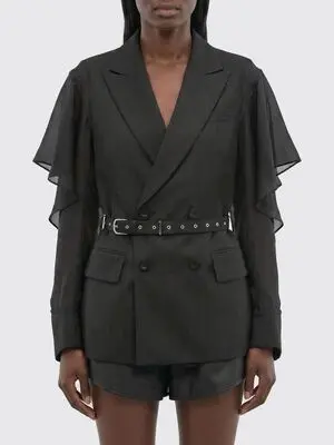 Sacai Pinstriped Wool Blend Blazer - Black