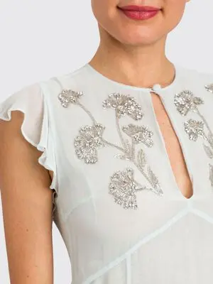 TWINSET Viscose Midi Dress With Rhinestones