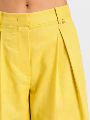 TWINSET High-waisted Linen & Cotton Blend Shorts - Yellow