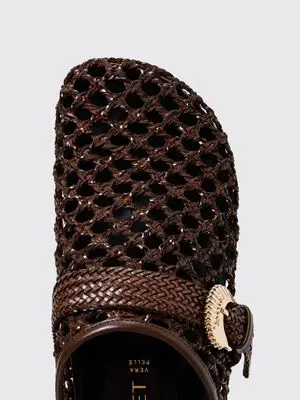 TWINSET Woven Polyurethane Mules With Low Heel And Round Toe