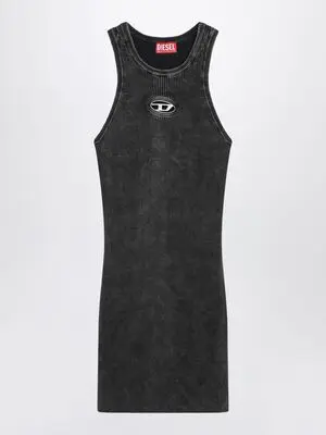 DIESEL® Ribbed Mini Dress With Logo Detail - Black