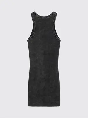DIESEL® Ribbed Mini Dress With Logo Detail - Black